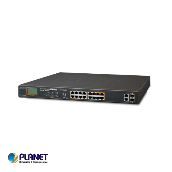 Planet 16-Port 10/100TX 802.3at PoE + 2-Port Gigabit TP/SFP Combo ...